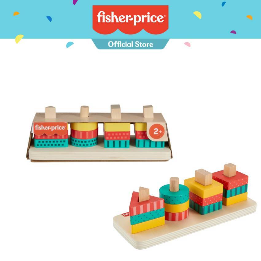 Fisher-Price Wooden Shape Stacker Toddler Sorting Toy, 13 Wood Pieces ...