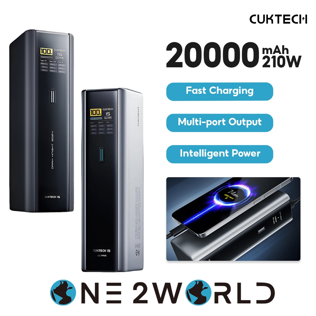 CUKTECH PB200U 20000mAH 15 Ultra Power Bank Fast Self Charging 165W: 210W MAX Multi-port Output ...