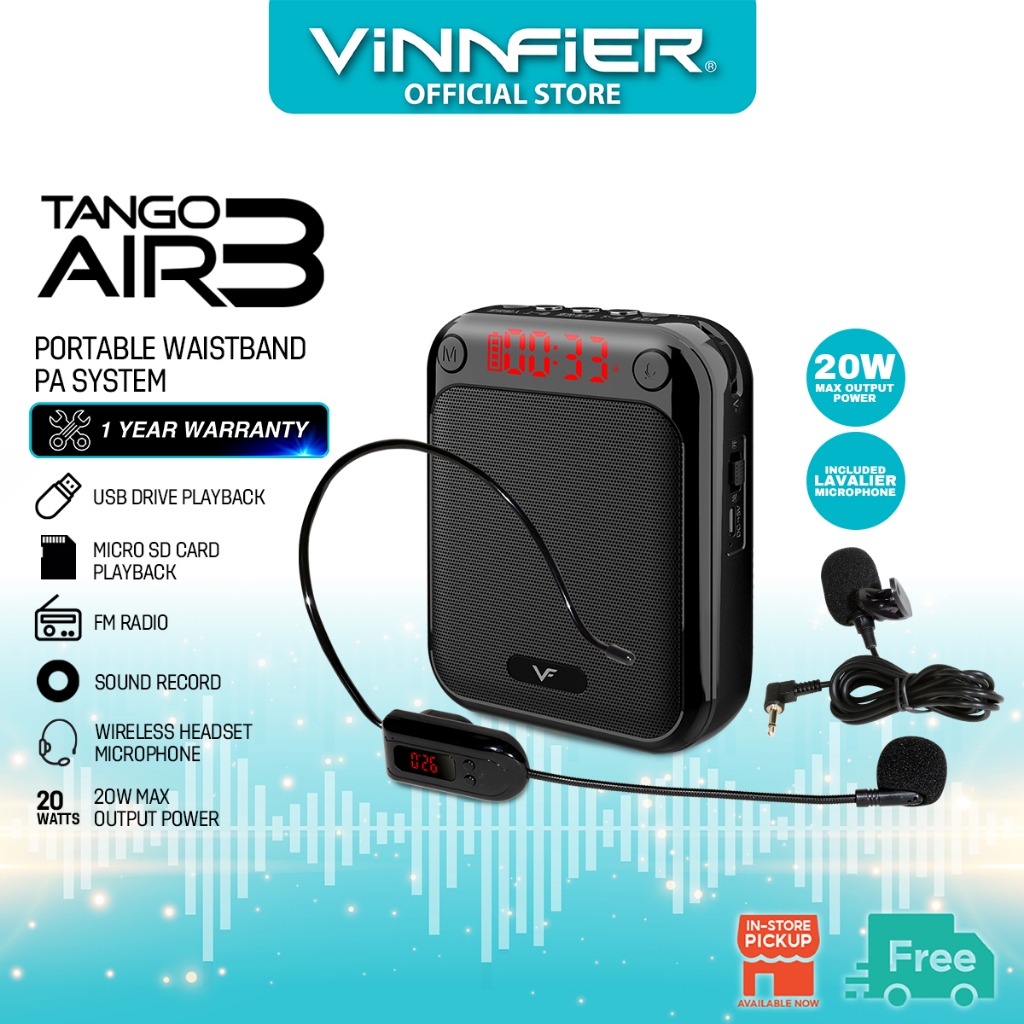 Vinnfier Tango Air 3 Portable Amplifier PA System Speaker,Wireless ...