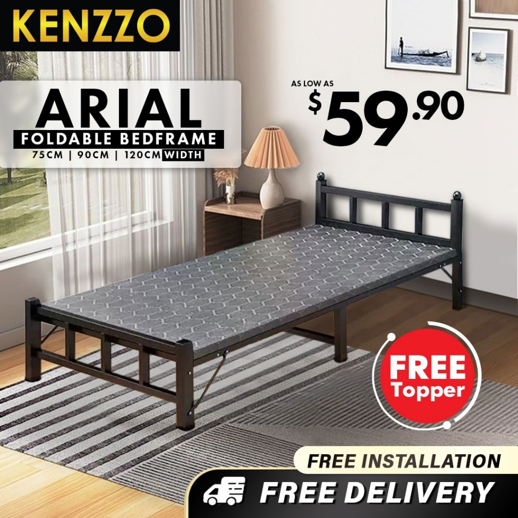FREE SHIPPING !! KENZZO: ARIAL METAL FOLDABLE BED FRAME / Single Bed ...