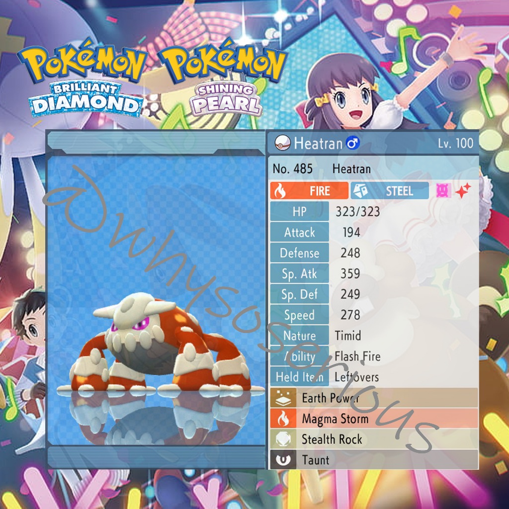Pokemon Brilliant Diamond and Shining Pearl, Shiny Heatran, Battle ...