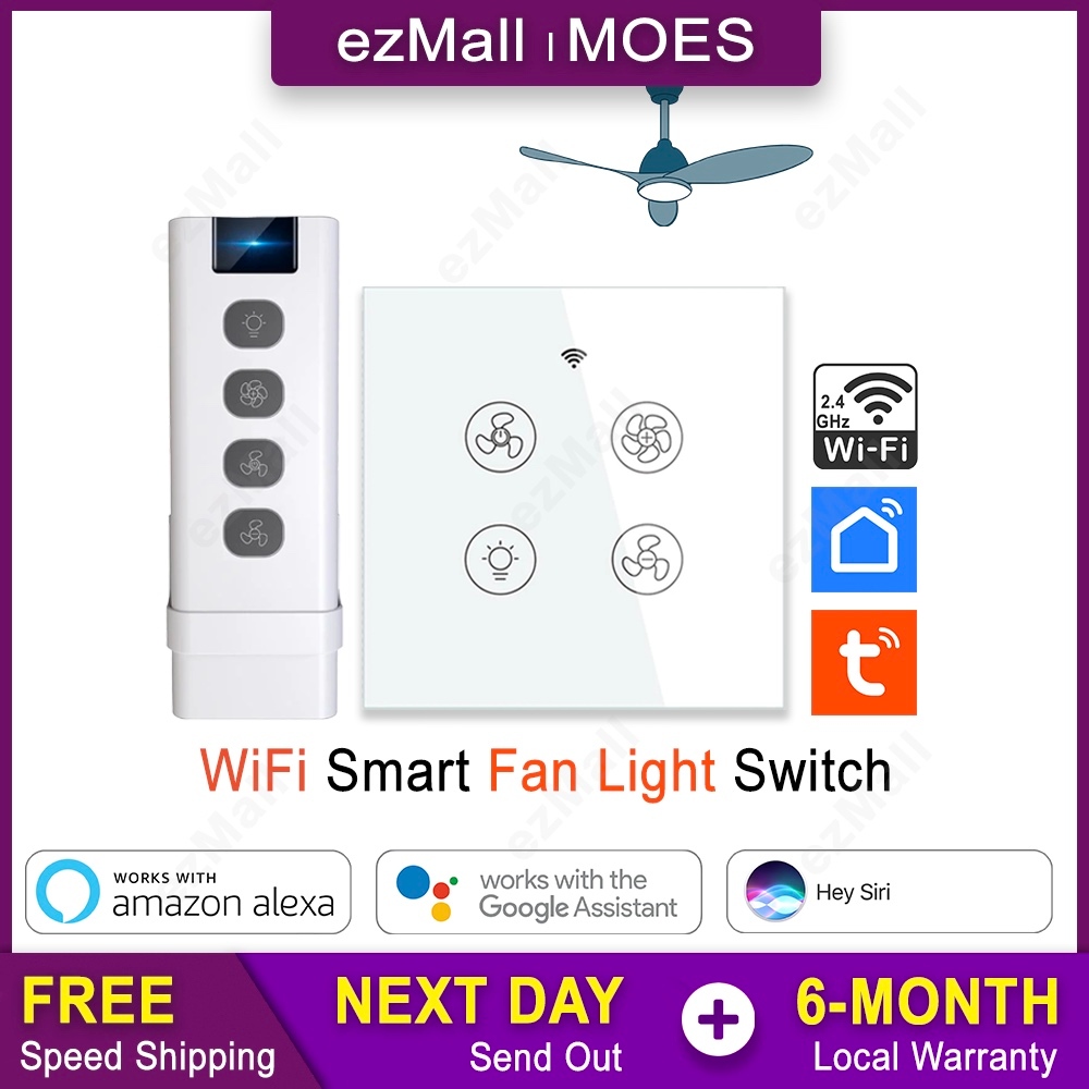 MOES Smart Fan Light Switch, WiFi Speed Control RF Remote Works With ...
