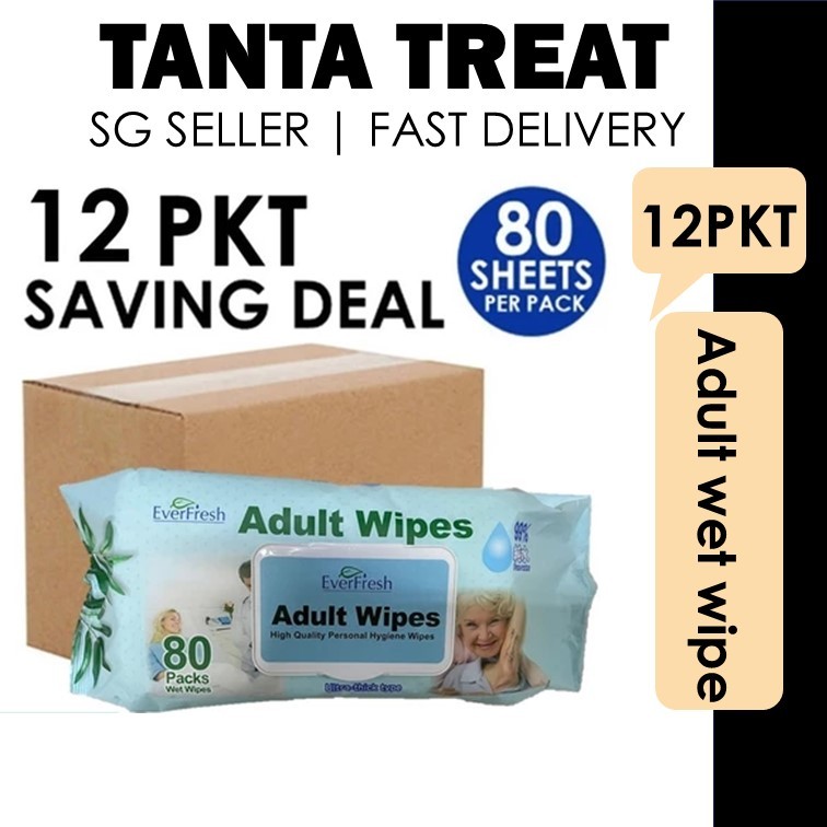 12bag/1ctn EverFresh Adult Wipes Large Adult Wipes Premium Quality Pack ...