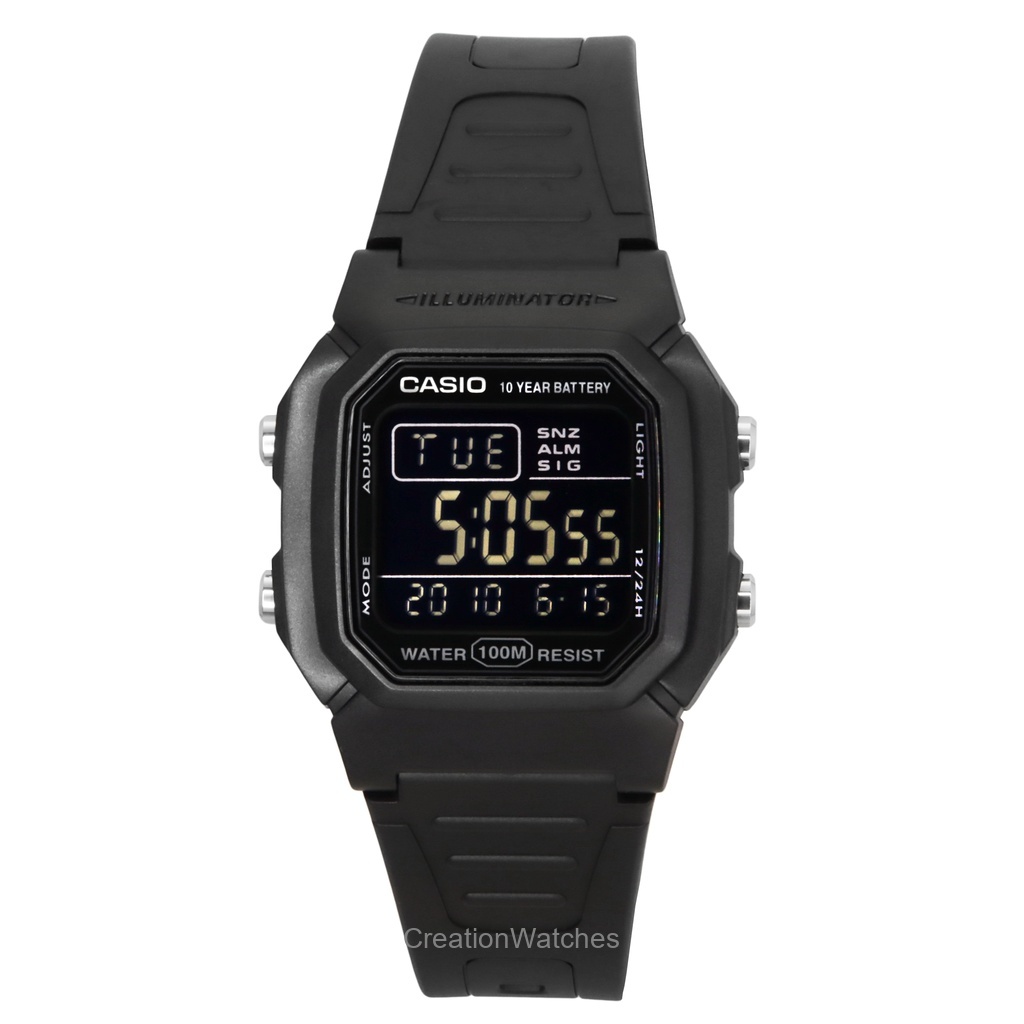 [Creationwatches] Casio Digital Black Dual Time Resin Strap Quartz W ...