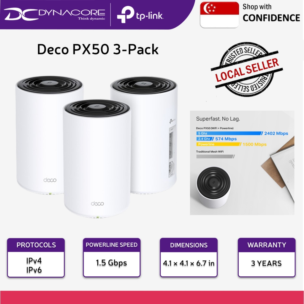 TP-Link Deco PX50 3-Pack AX3000 + G1500 Whole Home Powerline Mesh WiFi ...