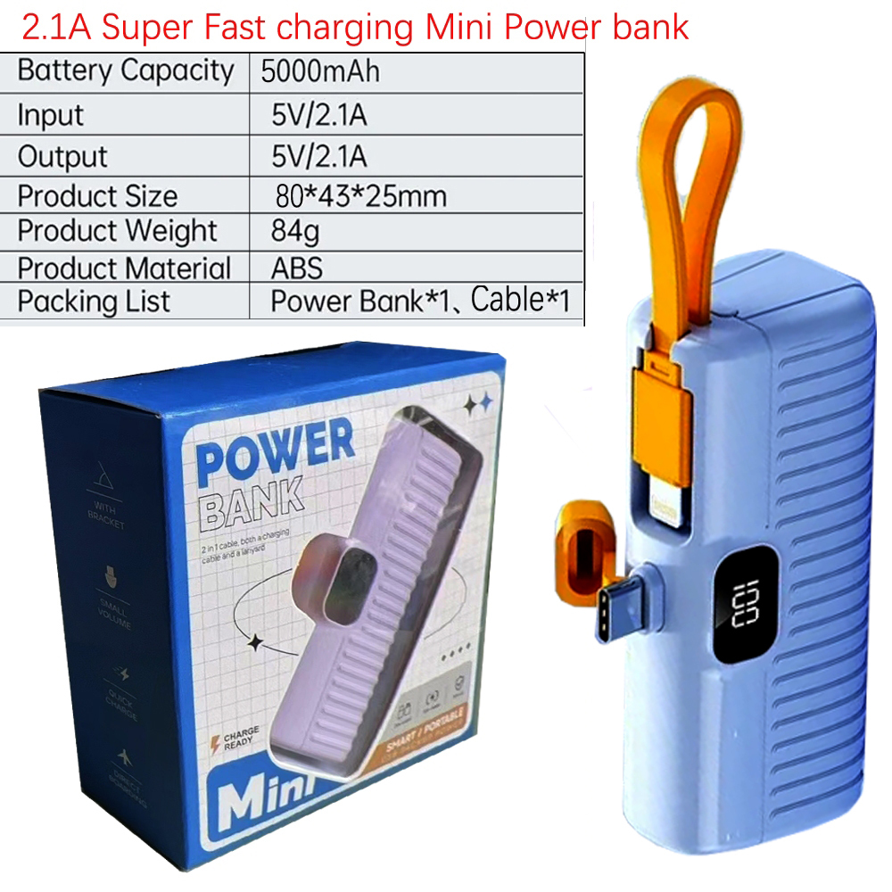 SG SELLER 】2 in 1 Power Bank Portable Charger 5000mAh Small Charger ...