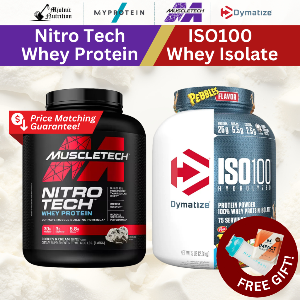 Nitro Tech Whey Protein / ISO100 Whey Isolate - MuscleTech / Dymatize ...