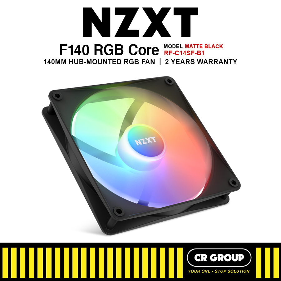 NZXT F140 RGB Core - White/Black - 140mm Hub-Mounted RGB Fan - ± 150 ...