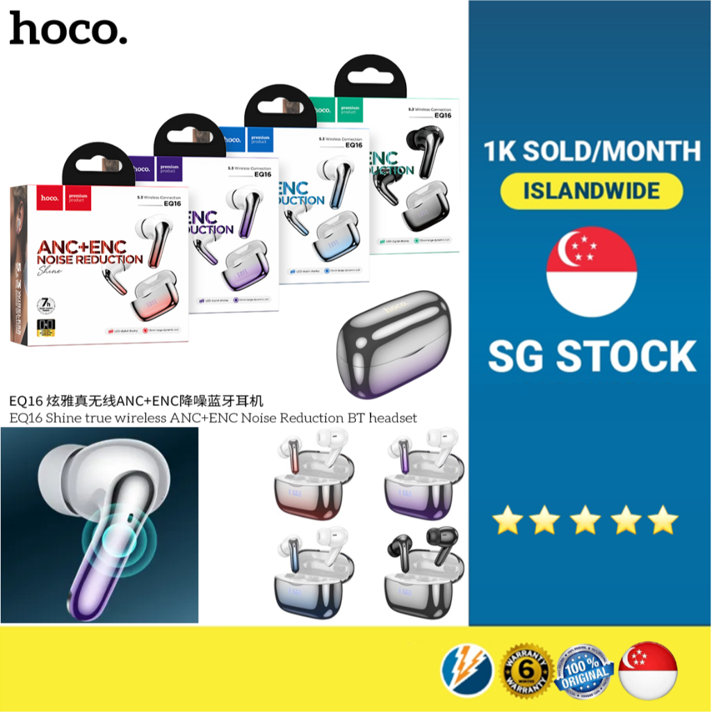 HOCO EQ16 TWS True Wireless Earphone ANC+ENC Noise Reduction Bluetooth ...