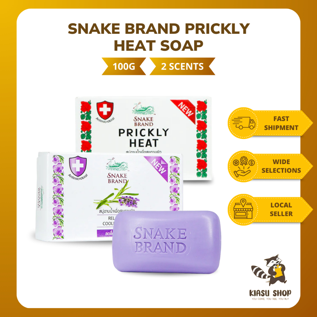 Snake Brand Prickly Heat Soap 100g - Gentle Cleansing with Classic ...