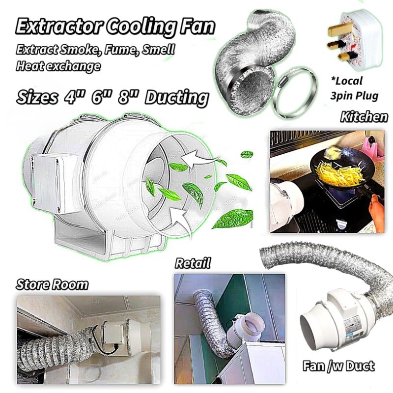 industrial exhaust fan kitchen fan Extractor Fan with ducting option ...