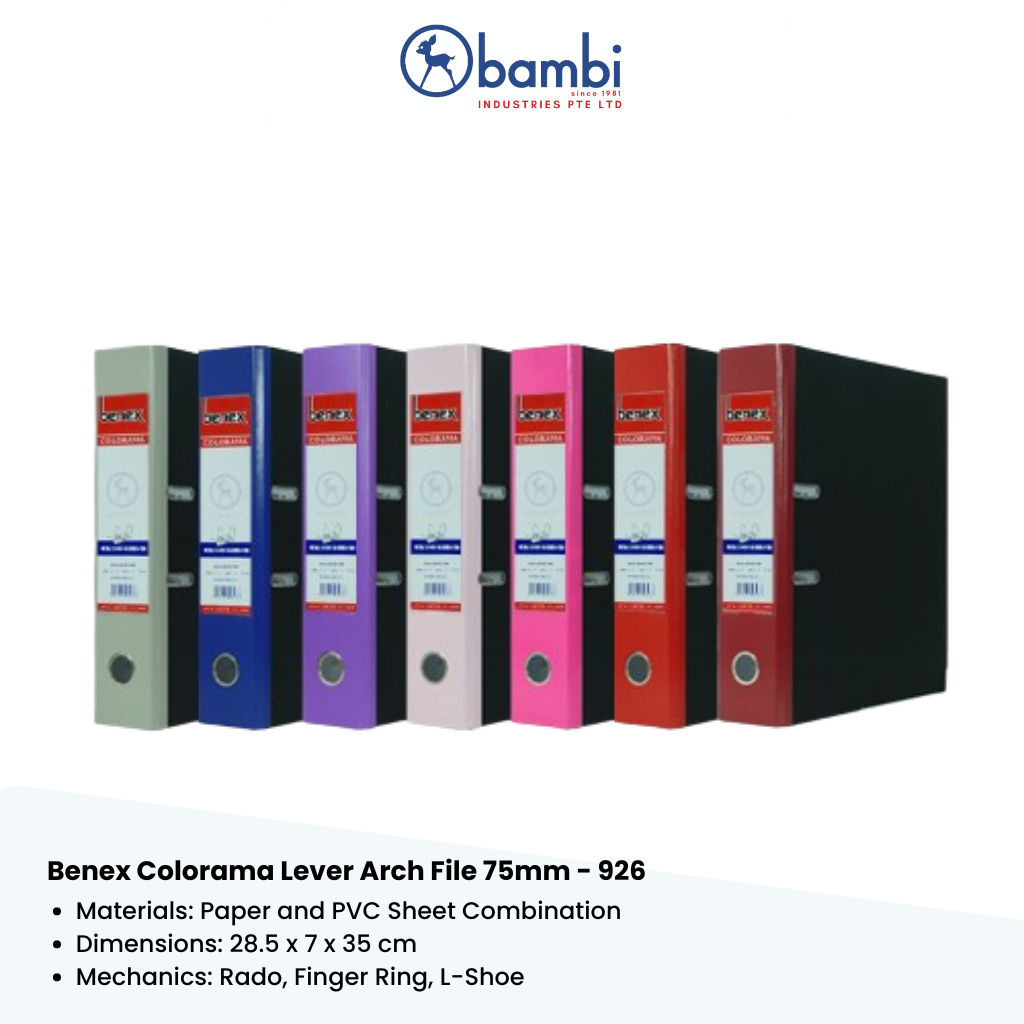 Benex COLORAMA Lever Arch File FC/F4 75 mm - 926 | Shopee Singapore
