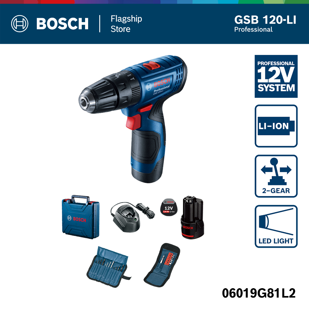 BOSCH GSB 120-LI Gen 3 Cordless Impact Drill (with 2 batteries, charger ...