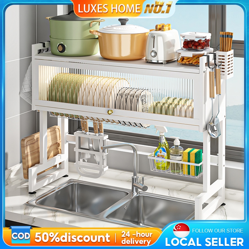 Luxes Kitchen Dish Drying Rack With Cover Kitchen Sink Shelf Kitchen ...