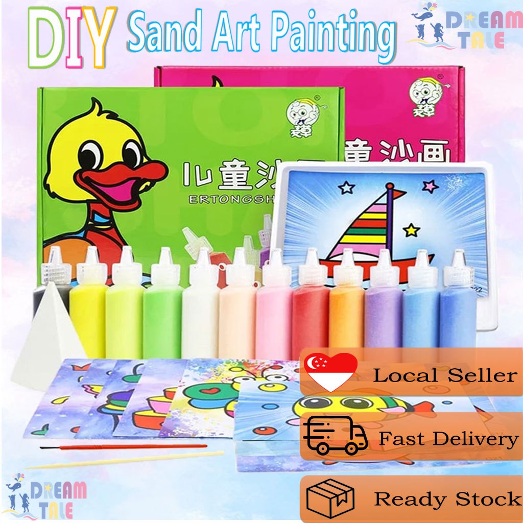 [SG Instock] Kids Sand Painting Kit Kids DIY Sand Painting Toy Children ...