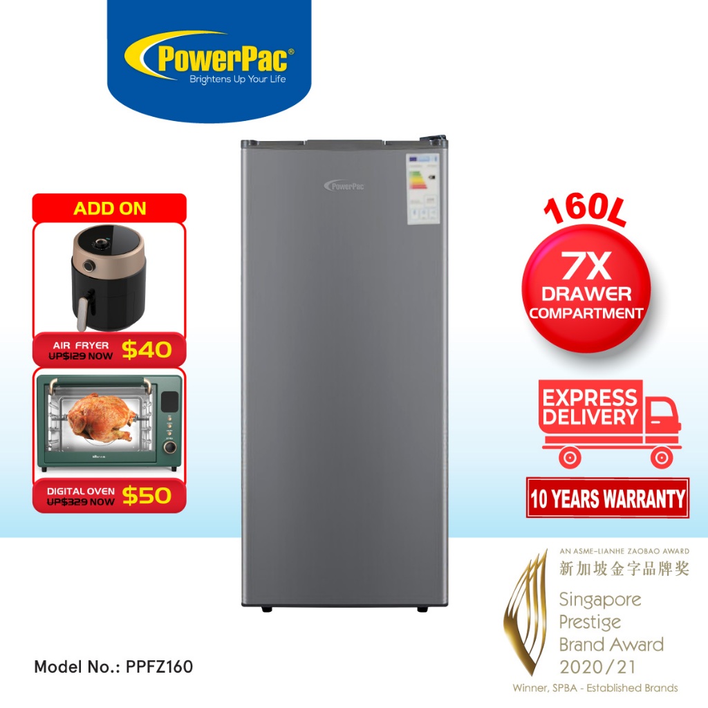 PowerPac Chest Freezer, Upright freezer, Freestanding Freezer 160L ...