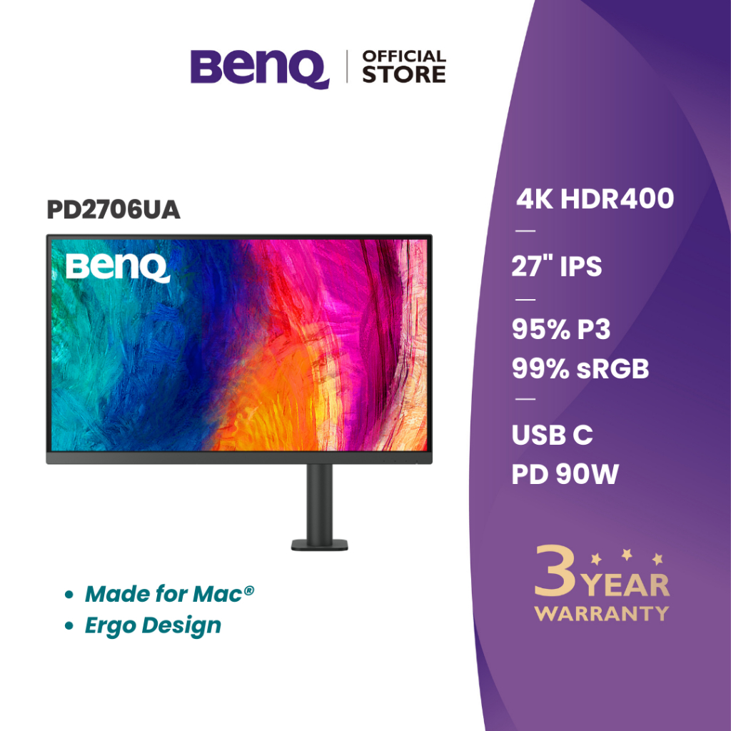 BenQ PD2706UA | Mac-Ready Designer Monitor | 27inch IPS 4K UHD HDR 400 ...