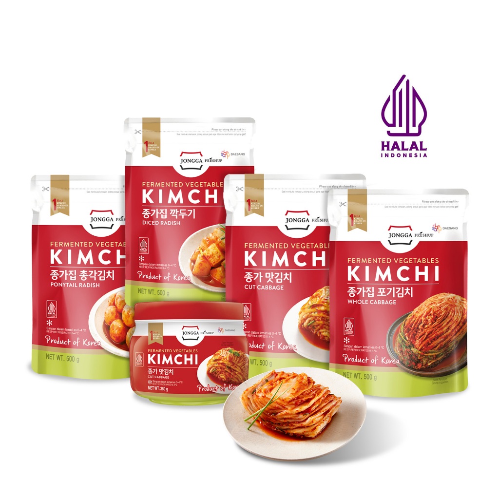 [JONGGA] MUI HALAL Cut Cabbage Kimchi / Diced Radish Kimchi / Whole ...
