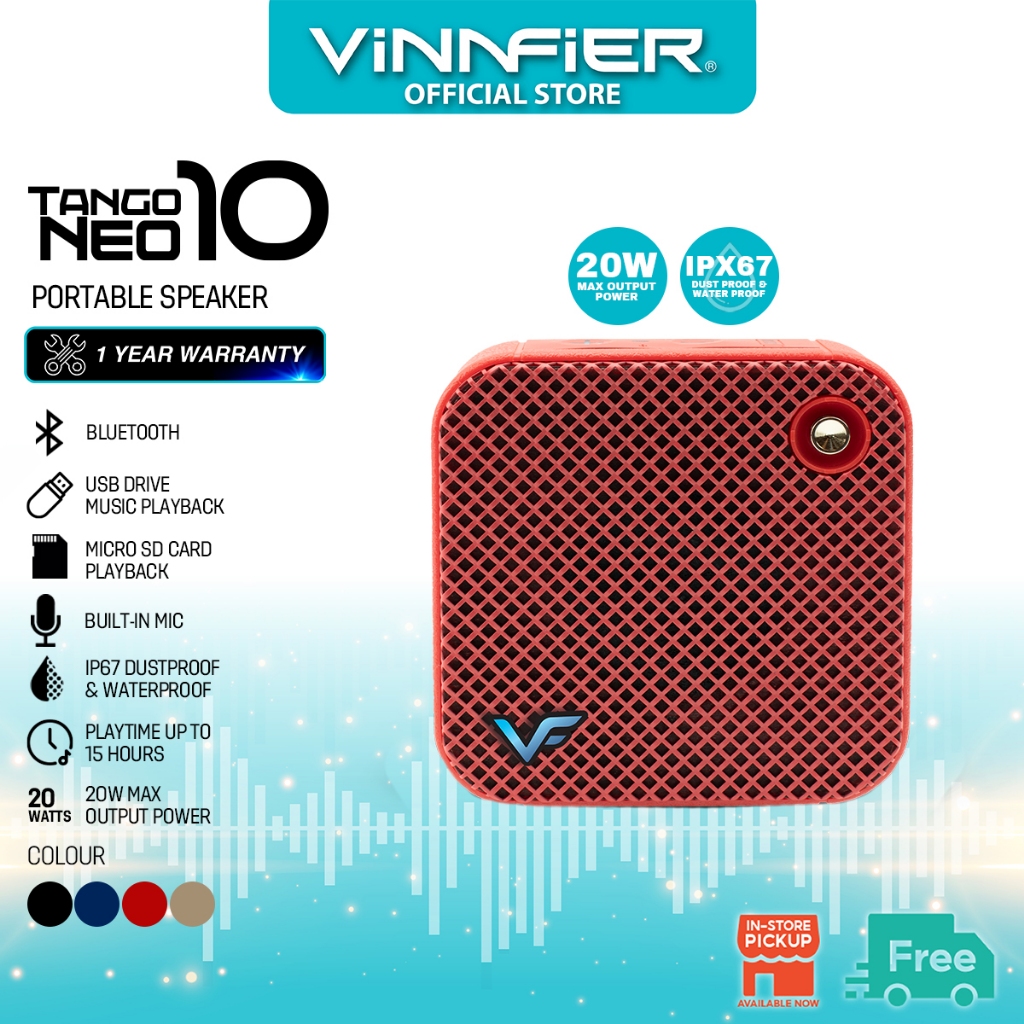 Vinnfier Tango Neo 10 Bluetooth Portable Speaker, IPX67 Dustproof ...