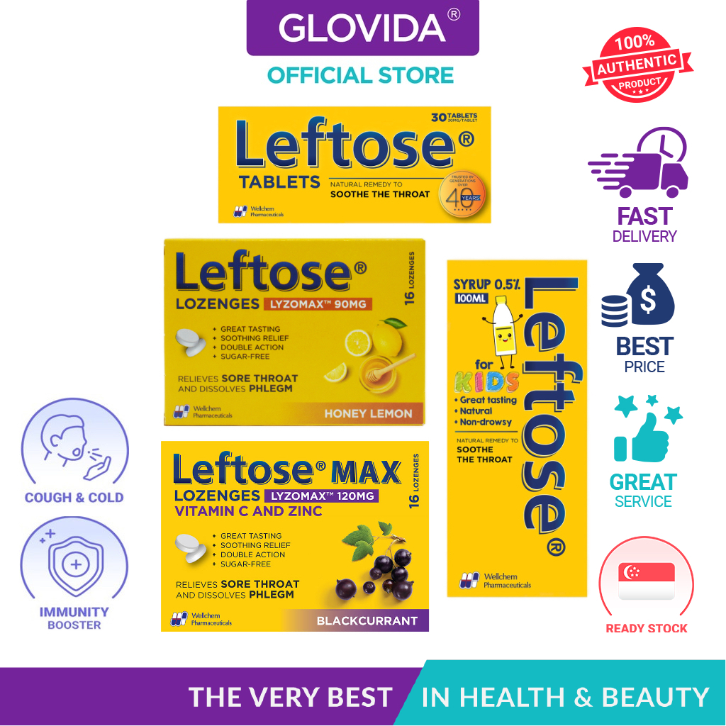 Leftose Series | Tablets | Lozenges Honey Lemon | Lozenges Max | Syrup ...