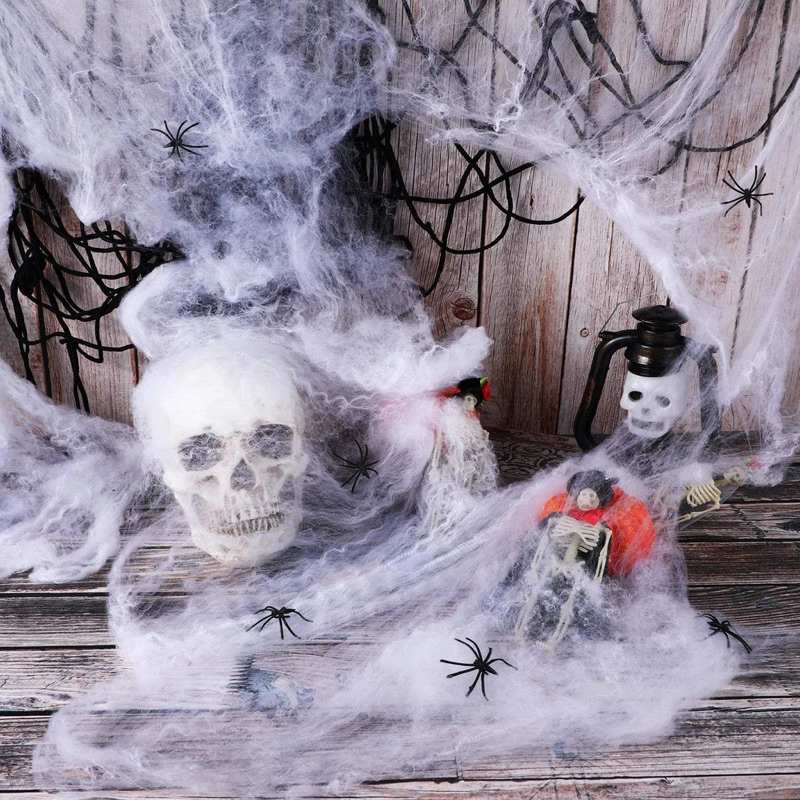 [SG Seller] 60g/ 100g Stretchy White Spider Web Decoration with Mini ...