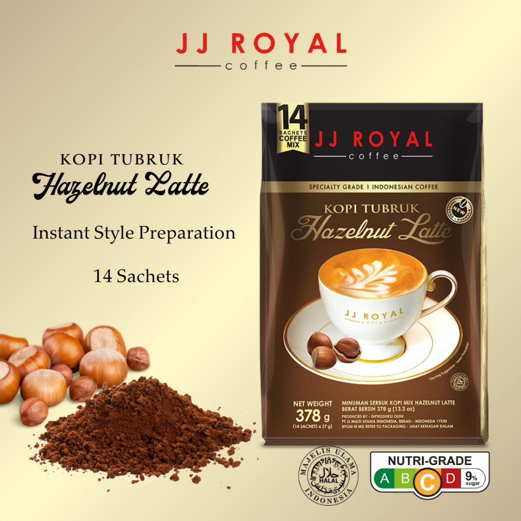 JJ Royal Coffee - Kopi Tubruk Hazelnut Latte 3-in-1 Instant Coffee14s ...