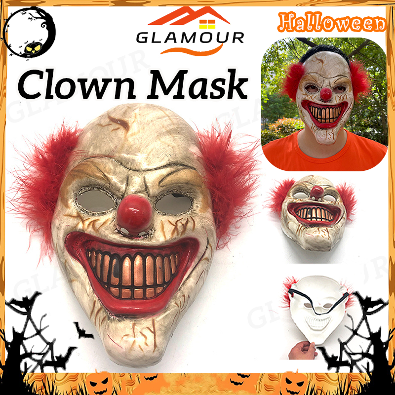 [SG] Halloween Clown Mask Scary Hood Masquerade Clown Ghost Mask Face ...