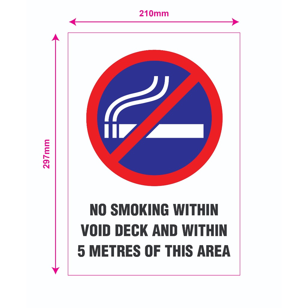 NO SMOKING WITHIN VOID DECK AND WITHIN 5 METRES OF THIS AREA SIGN ...