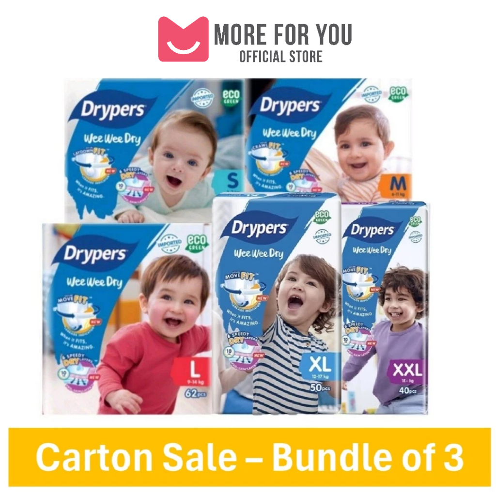 💕MORE FOR YOU💕Drypers Wee Wee Dry Baby Diaper (S/M/L/XL/XXL) - Carton ...