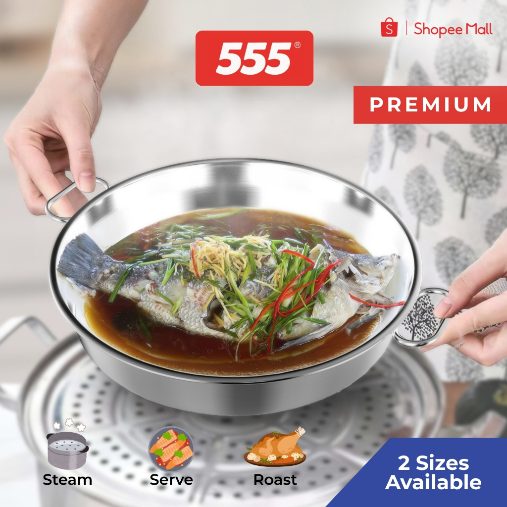 555 Premium Stainless Steel Baking & Steaming Pan with Handles - Fish ...