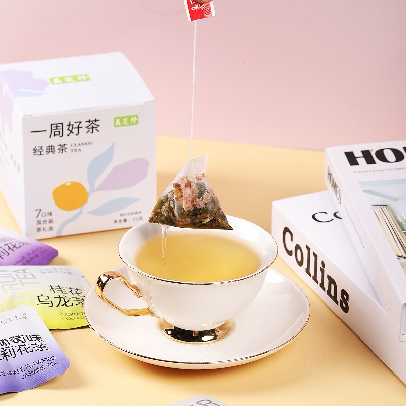 one week tea Weekly tea Oolong fruit and flower tea一周好茶混合口味七日茶荔枝红茶葡萄乌龙茶 ...