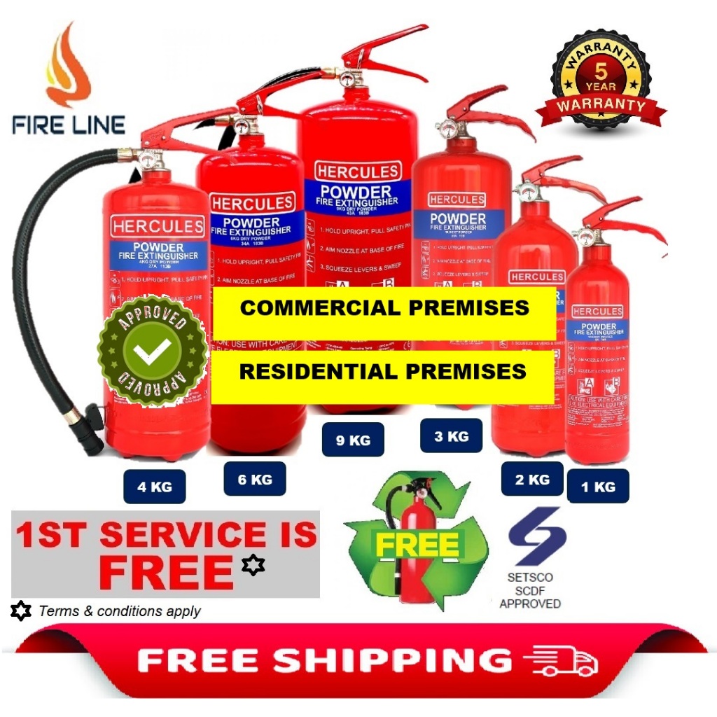 1 KG / 2KG / 3KG/ 4KG/ 6KG/ 9KG SCDF APPROVED DRY POWDER FIRE ...