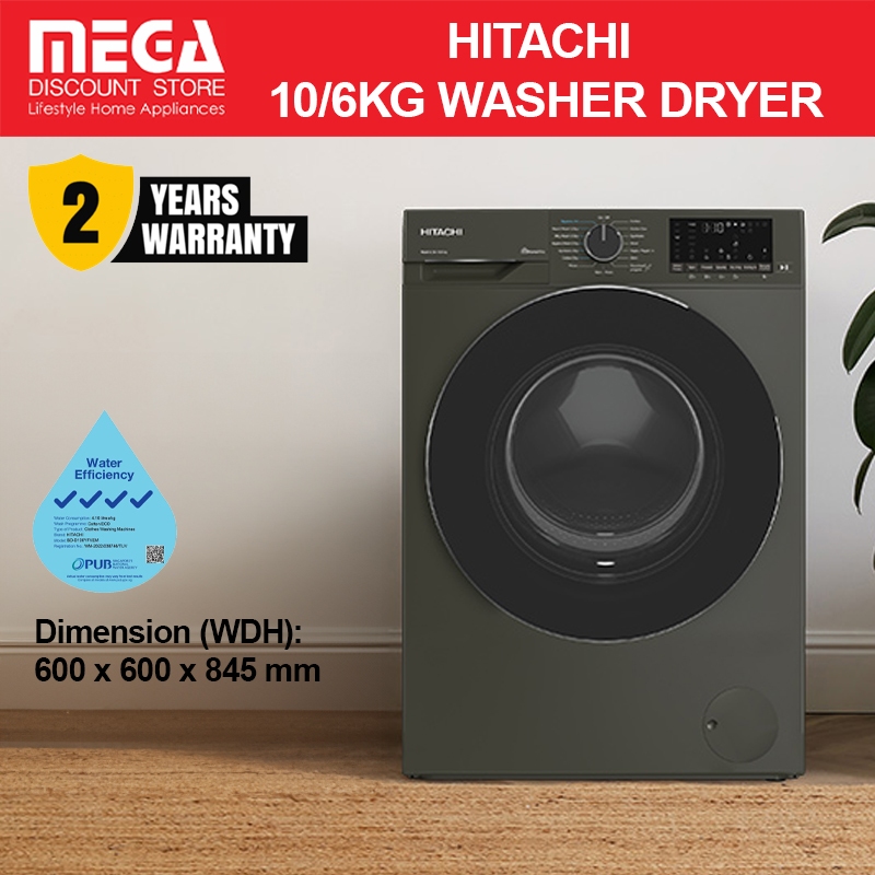 HITACHI BD-D100YFVEM 10/6 KG WASHER DRYER (4 TICKS) | Shopee Singapore