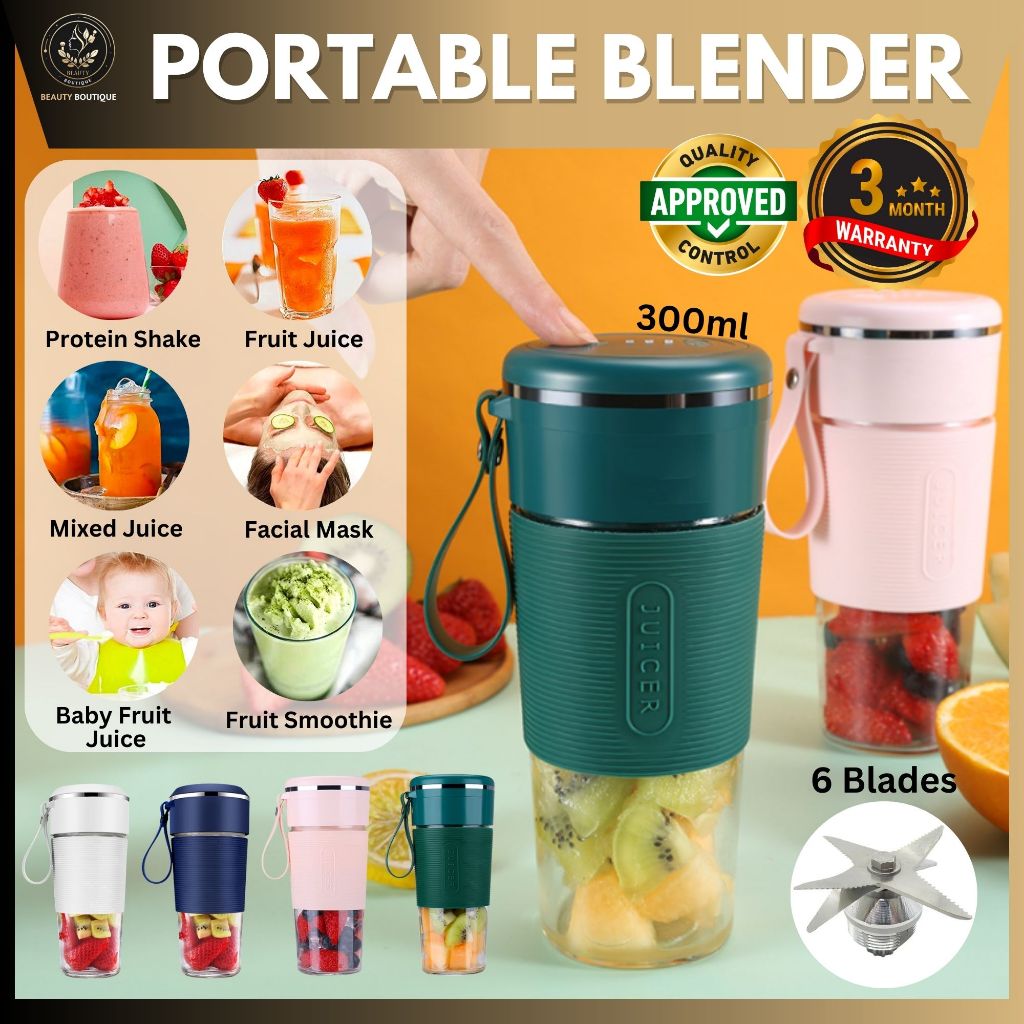 Portable Water Bottle Blender Juicer 6 Blade Blender Electric blender ...