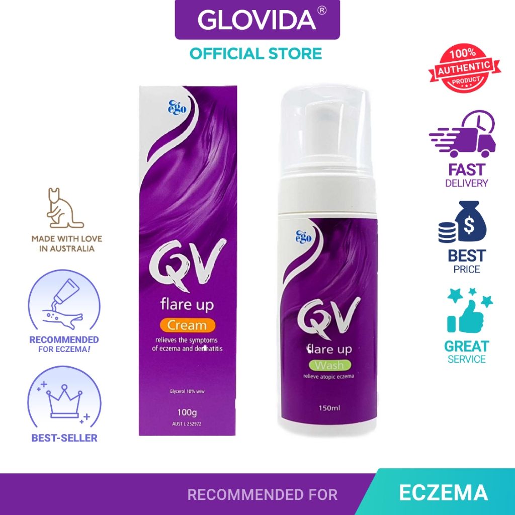 Ego QV Flare Up Cream 100g / Flare Up Wash 150ml | Glovida | Shopee Singapore