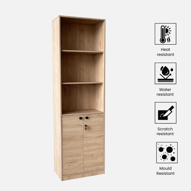 [Preorder] VHIVE Oxford Wide 80cm Bookcase with Lock - Oak 5 Tier ...
