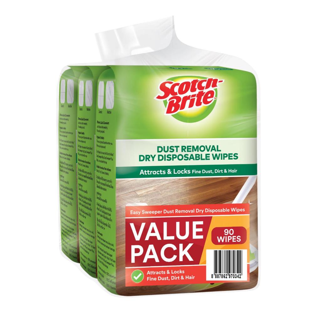 3M Scotch Brite Dry Paper Wiper Refills for Easy Sweeper (90 sheets ...