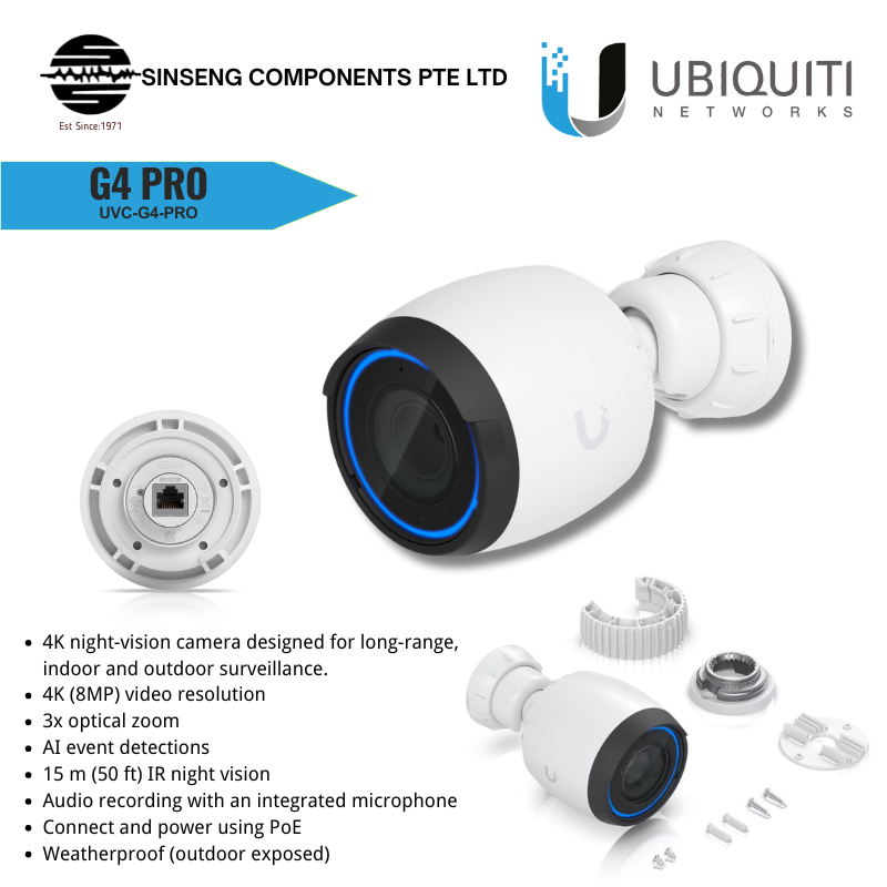 Ubiquiti Unifi G4 Pro 4K 8MP PoE Bullet IP Camera with Audio, AI ...