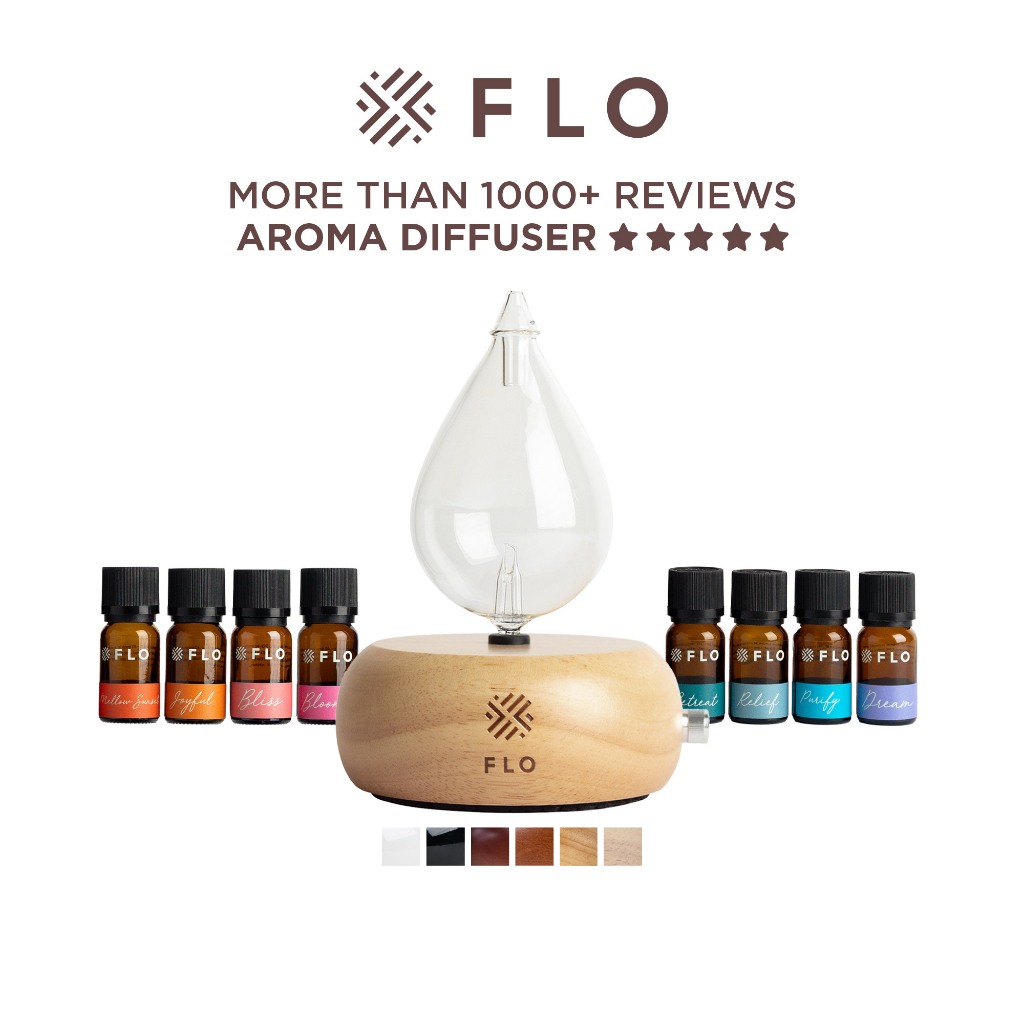 FLO Diffuser Home Raindrop - Aroma Nebulising Essential Oil Diffuser - Waterless, LED, Timer ...