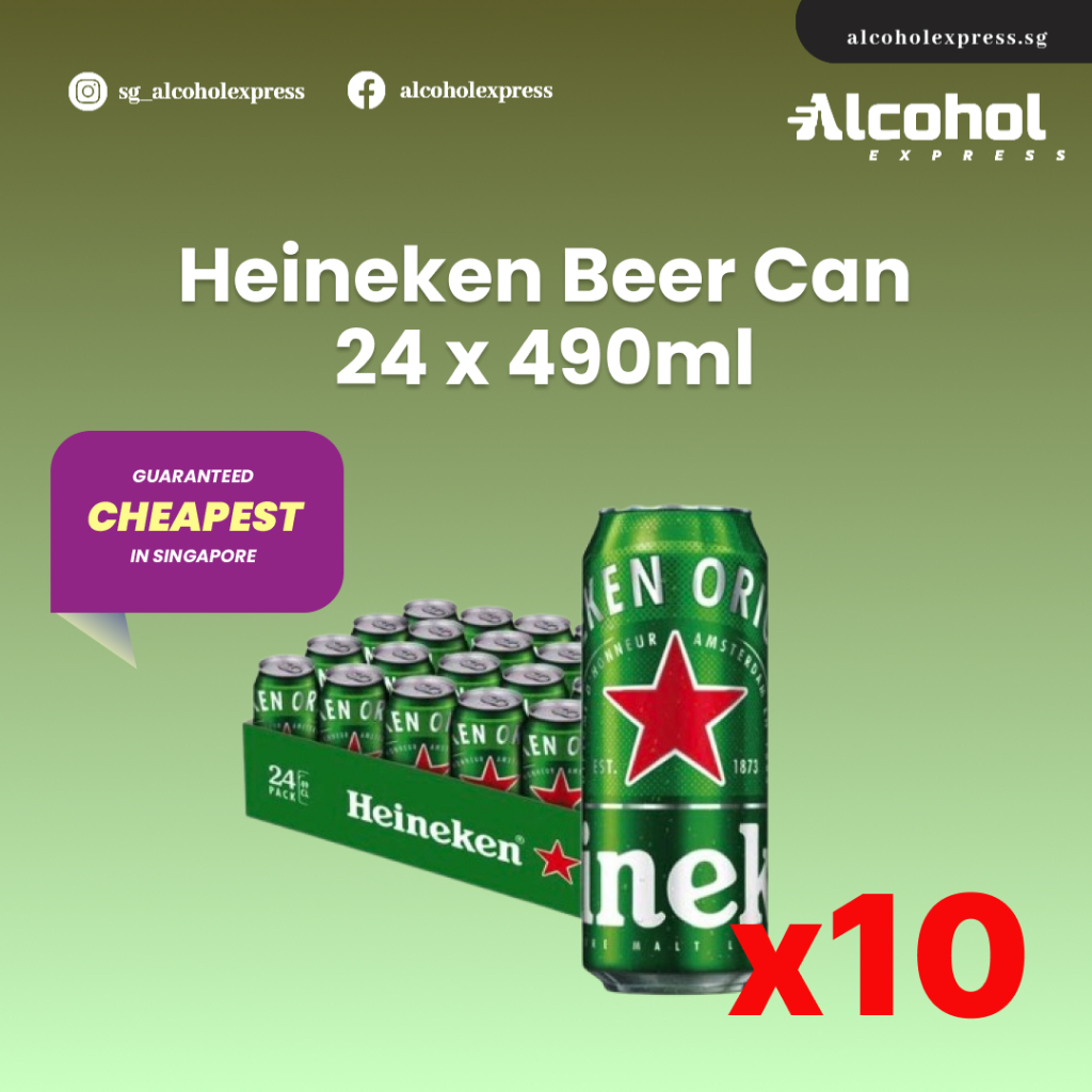 Heineken Beer Can 24 490ml x 10 Ctn (BBD 12/25) | Shopee Singapore