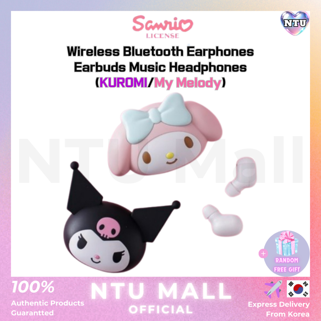 [SANRIO] wireless Bluetooth earphones Earbuds Music Headphones (Kuromi ...
