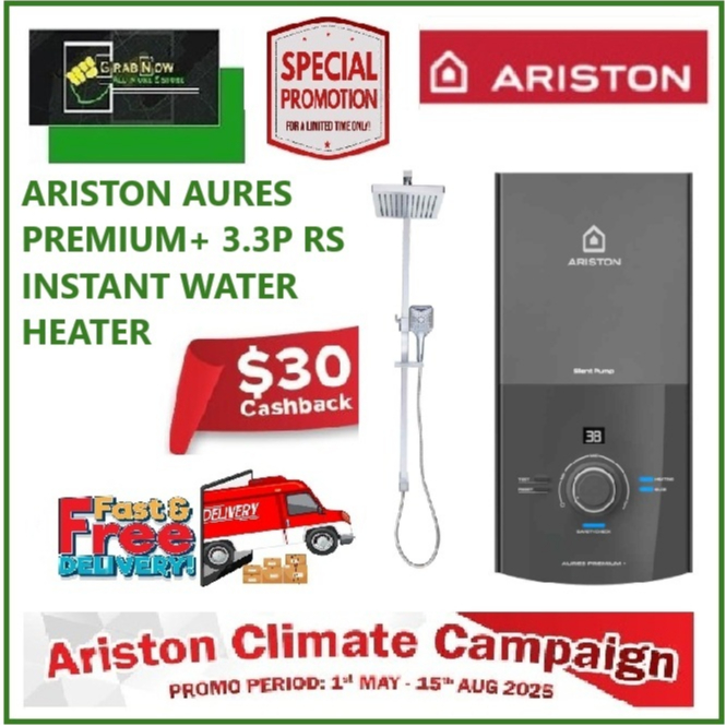 ARISTON AURES PREMIUM+ 3.3P RS INSTANT WATER HEATER / FREE EXPRESS ...