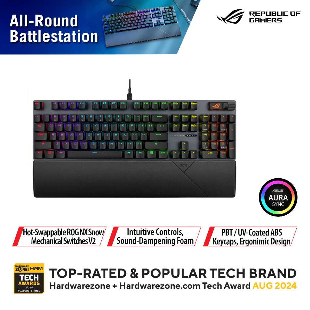 ROG Strix Scope II X gaming keyboard - hot-swappable ROG NX Mechanical ...