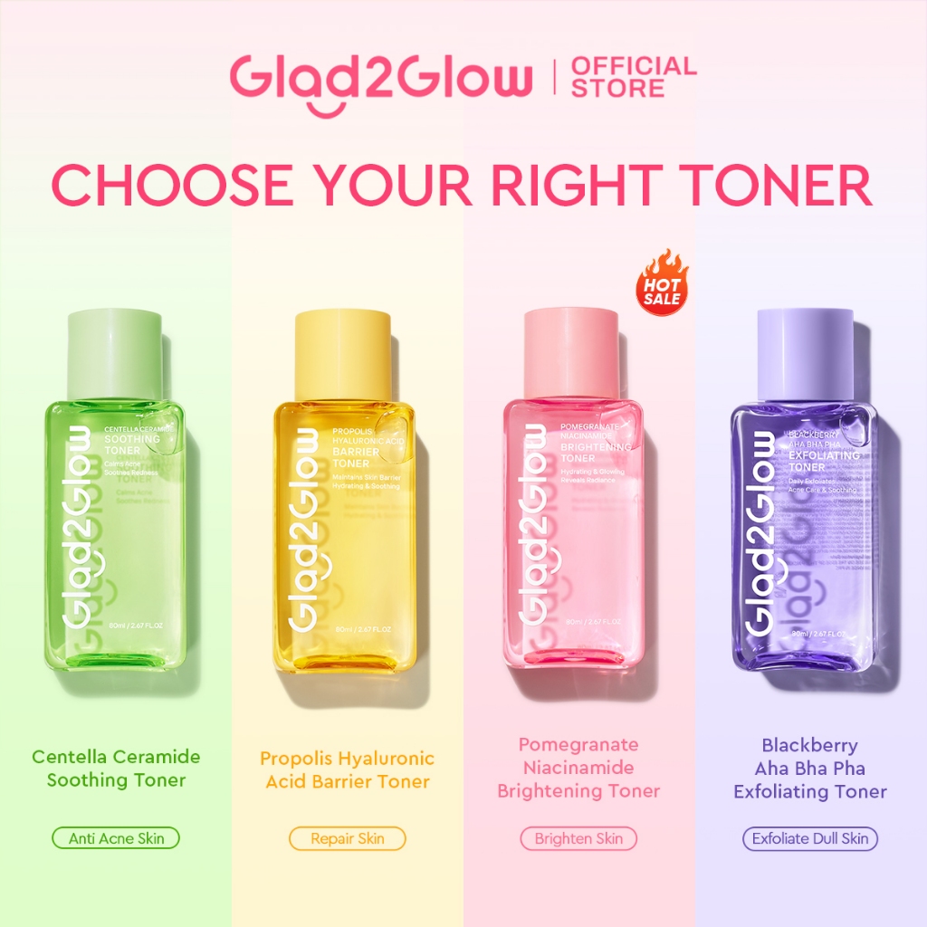 Glad2Glow Pomegranate Niacinamide Brightening Toner 80ml skincare face ...