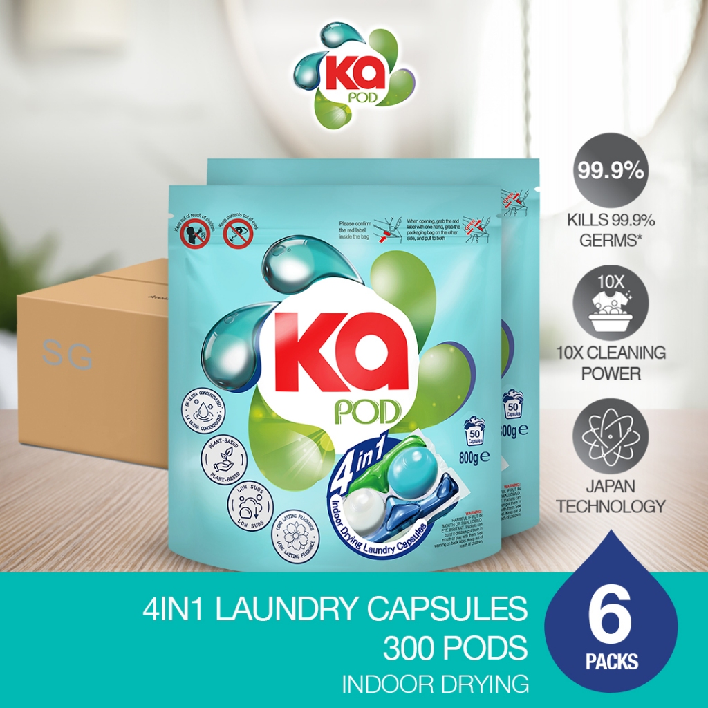 Ka 4in1 Laundry Capsules Refill 50 Pods x 6 Packs – Indoor Drying ...