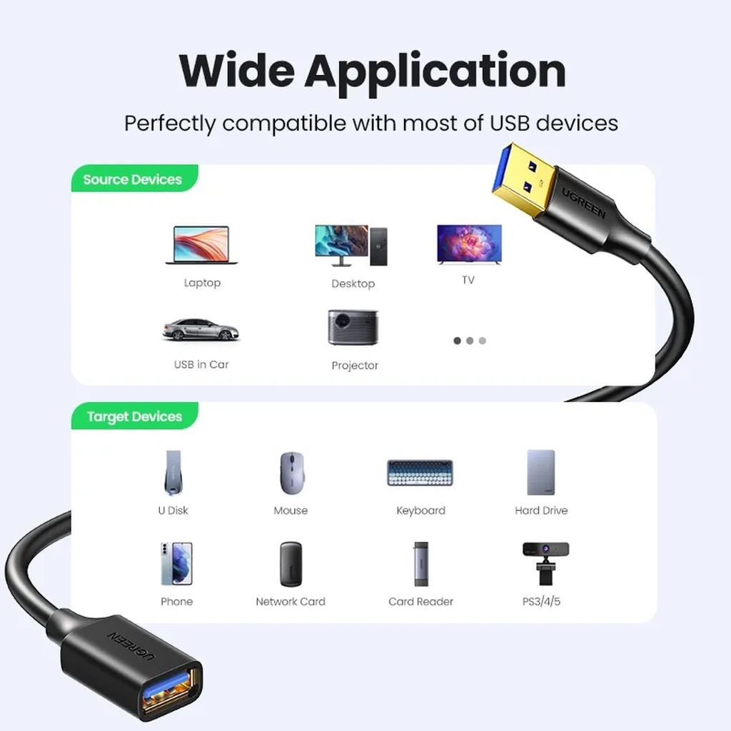 UGREEN USB3.0 EXTENSION CABLE (1M/2M/3M/5M) | Shopee Singapore