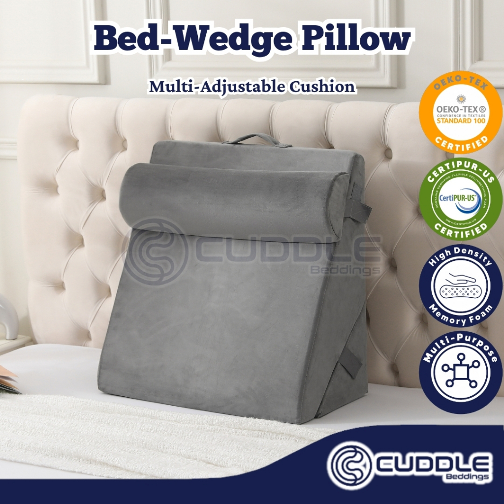 Cuddle™ Bed Wedge Pillow/ 7-in-1 Adjustable Memory Foam Pillow For Acid ...