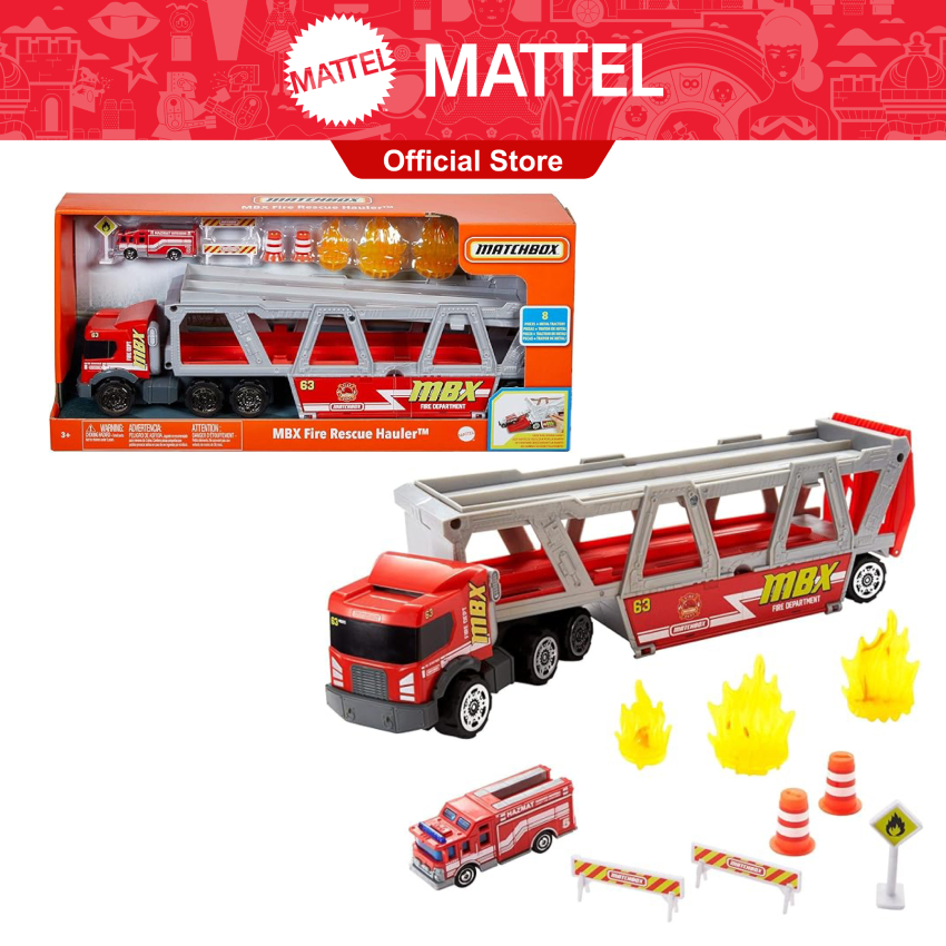 Matchbox Fire Rescue Hauler Playset Themed Hauler with 1 Fire-Themed ...