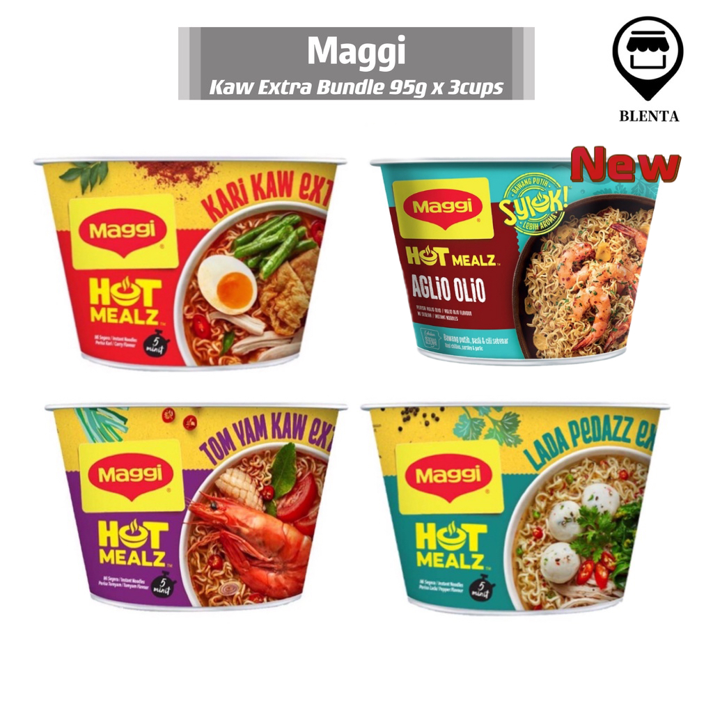 [Bundle of 4]Maggi Hot Mealz Noodles TomYamKawExtra/CurryKawExtra ...