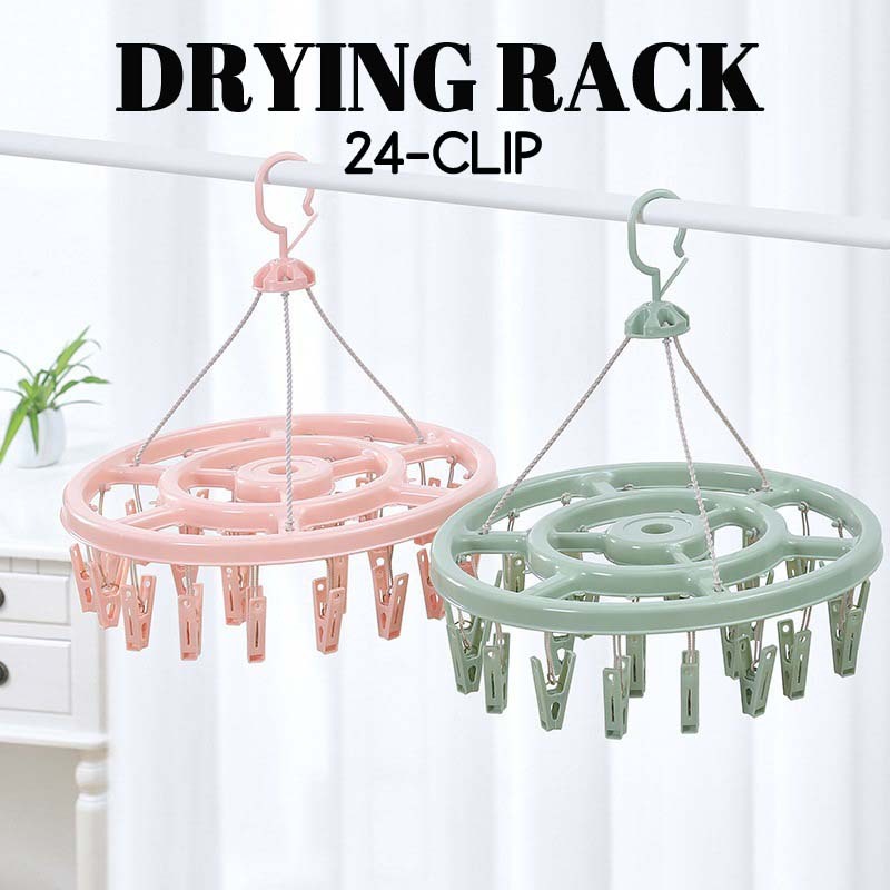 24-Clip Drying Rack Household Clothes Hangers With Clips/ Windproof ...